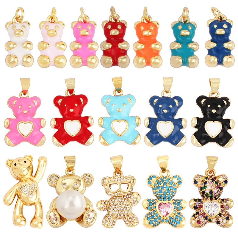 Lindo-colgante-de-oso-chapado-en-oro-de-18K-collar-de-circonia-c-bica ...