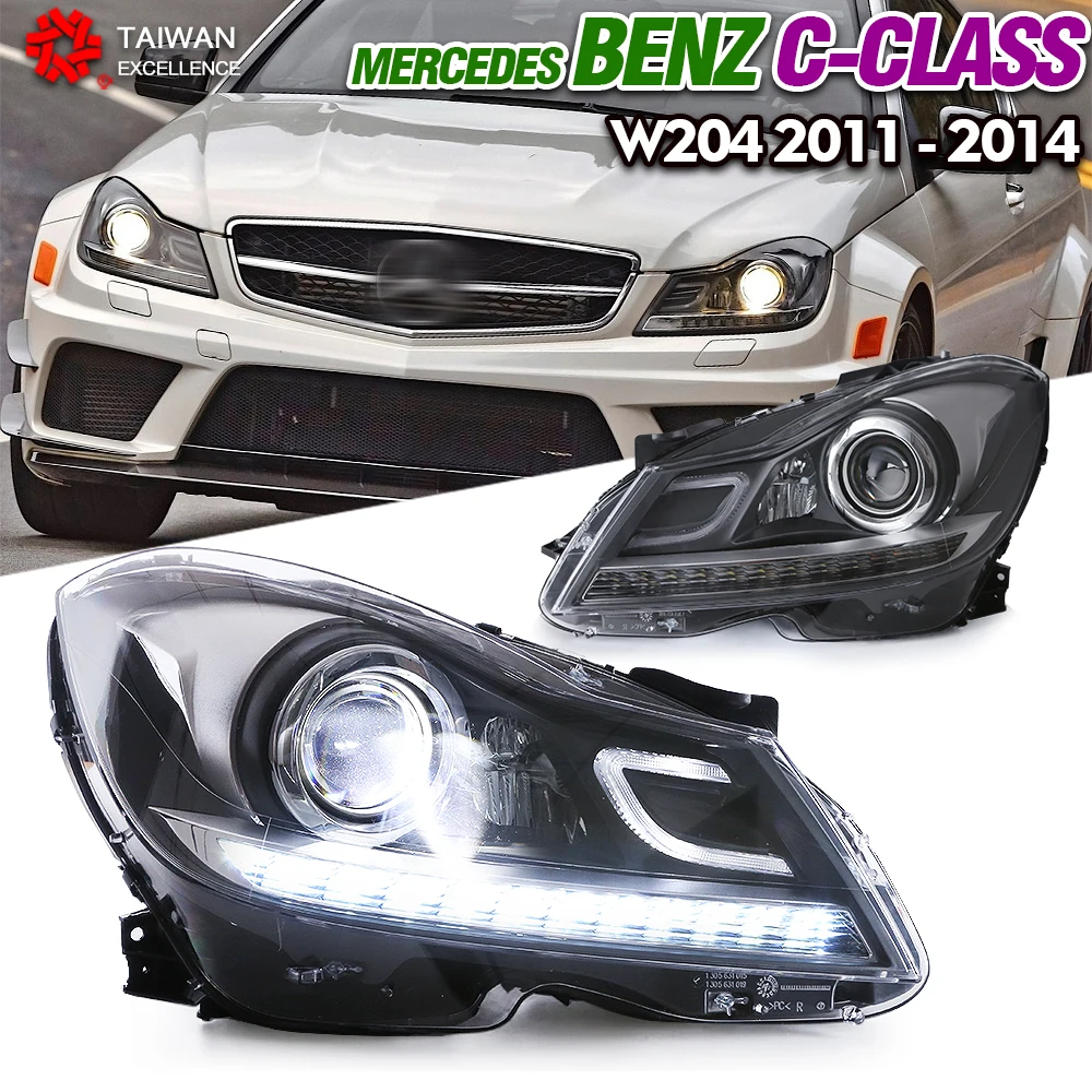 Car-Lights-for-Benz-W204-LED-Headlight-2011-2014-C200-C260-DRL-Signal ...