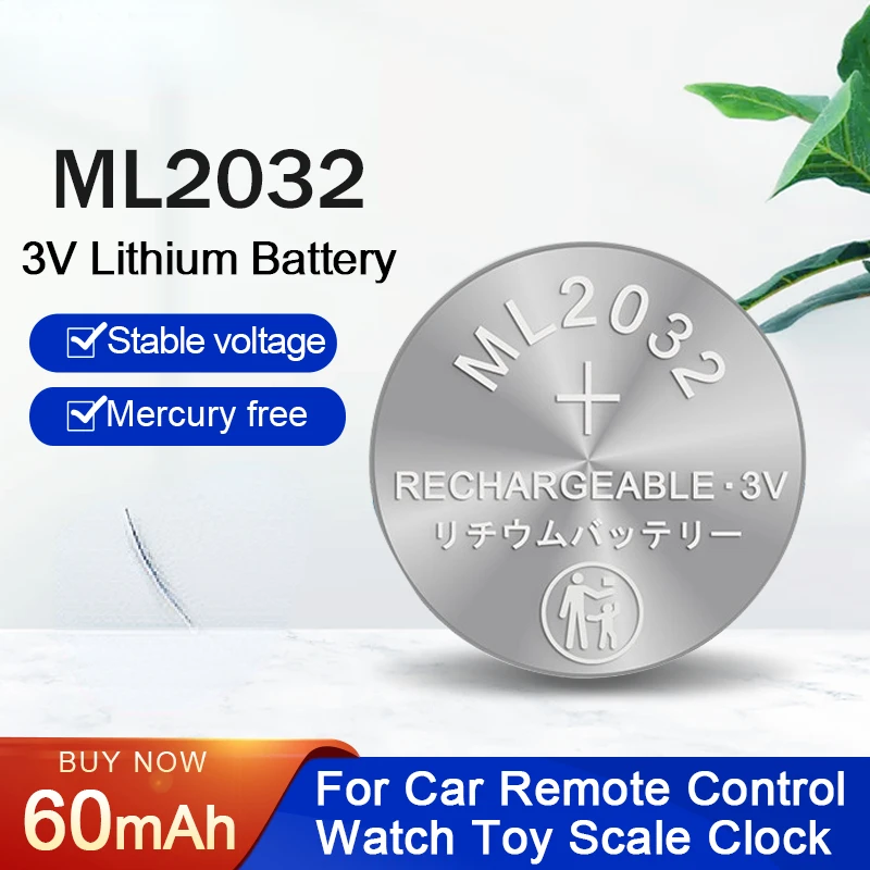 2-10PCS-ML2032-3V-Lithium-Rechargeable-Battery-Replaces-CR2032-CR-2032 ...
