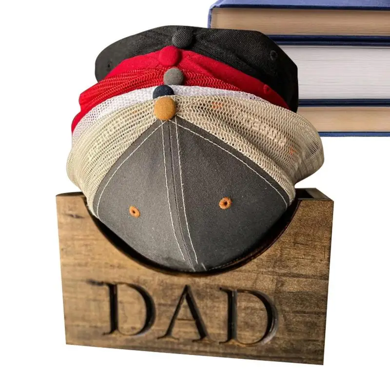 Baseball Hat Box Storage Wood Hat Storage Box With DAD Carved Hat Rack Baseball Hat Box Storage Wood Hat Storage Box With DAD Carved Hat Rack