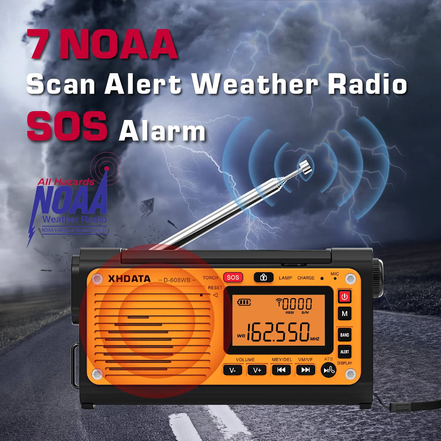XHDATA-D-608WB-Emergency-Crank-Weather-Radio-FM-AM-SW-NOAA-Alert ...