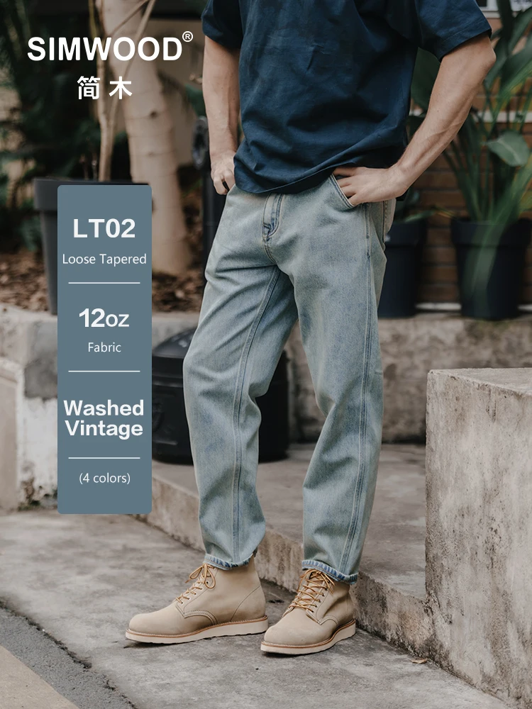 SIMWOOD-2024-Spring-Summer-New-Loose-Tapered-Jeans-Men-Plus-Size-Washed ...