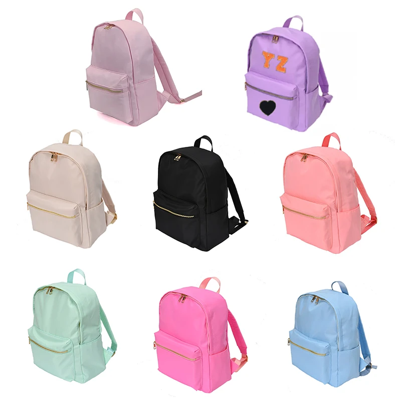 Solid-Color-Backpack-Nylon-Waterproof-Large-Capacity-School-Bag-for ...