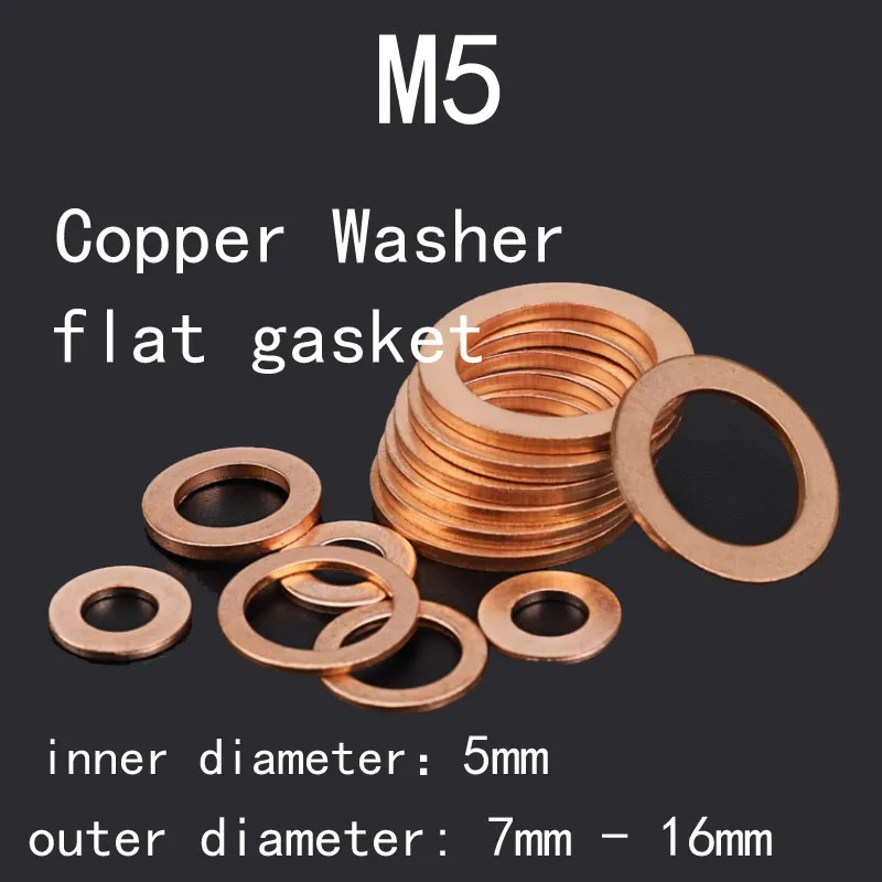 M5-Copper-Washers-Flat-Gaskets-Round-Washer-Sealing-Gasket-5mm-Inner ...