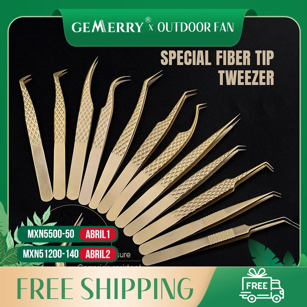 1-Pcs-Eyelash-Extension-Tweezers-With-Fiber-Tips-Golden-Stainless-Steel ...