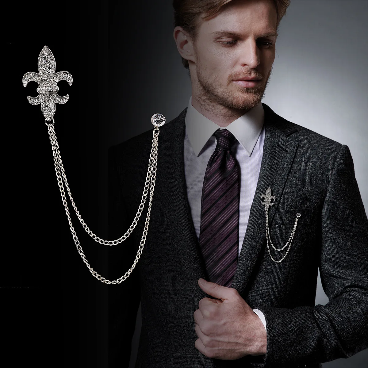 Lapel Chain Men Fashion Men's Gentleman Tassel Brooch For Men Suit ...