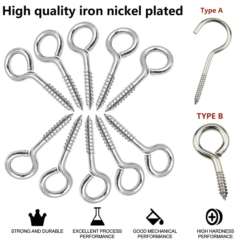 Self-tapping-Hook-Screw-Large-Heavy-Duty-Eye-Hooks-30-20-10pcs-Wood ...