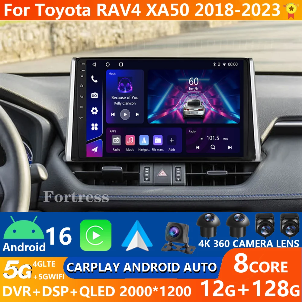 Android16 OS DSP Stereo 10.inch WiFi Navigation GPS For Toyota RAV4 ...