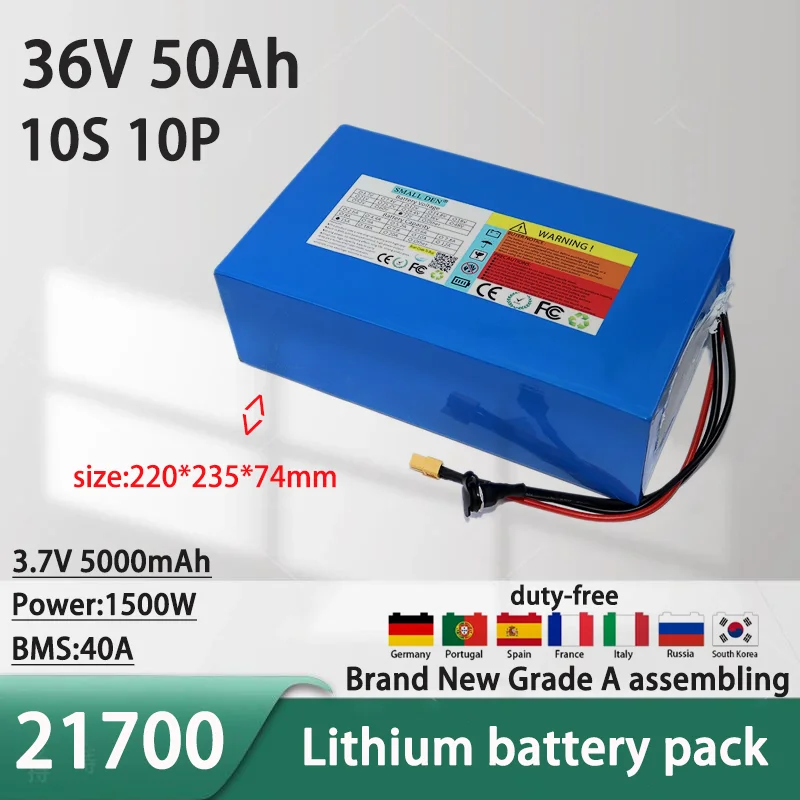 New-36V-50ah-21700-10S10P-electric-motorcycle-tricycle-bicycle-battery ...