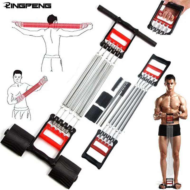 Chest-Expander-Rally-Fitness-5-Adjustable-Spring-Rod-Weight-Strength ...