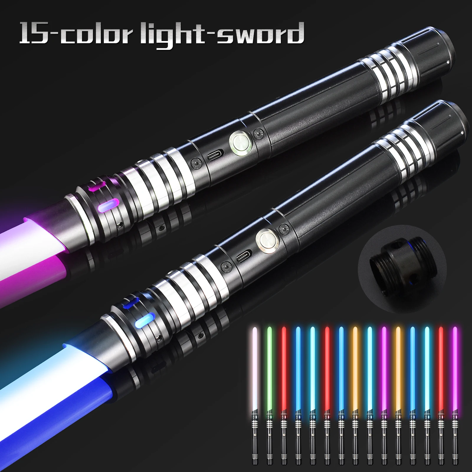 Metal Handle RGB Cosplay Double-edged Lightsaber Laser Sword 15 Colors ...