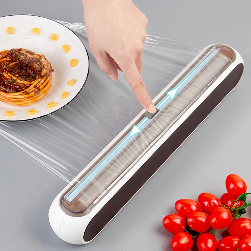 Magnetic-Refillable-Plastic-Wrap-Dispenser-With-Cutter-Storage-Box-Tin ...