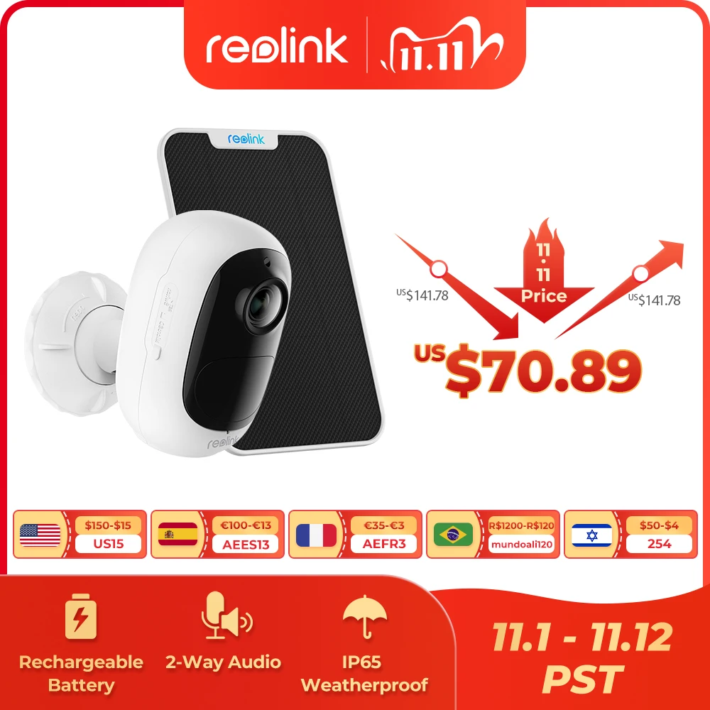 Reolink Argus 2e And Solar Panel Rechargeable Battery Wifi Camera 1080p ...