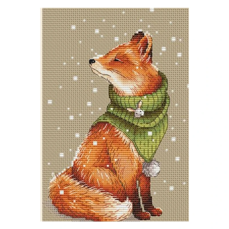 Kit-de-punto-de-cruz-su-ter-de-la-serie-Animal-zorro-18ct-14ct-11ct ...