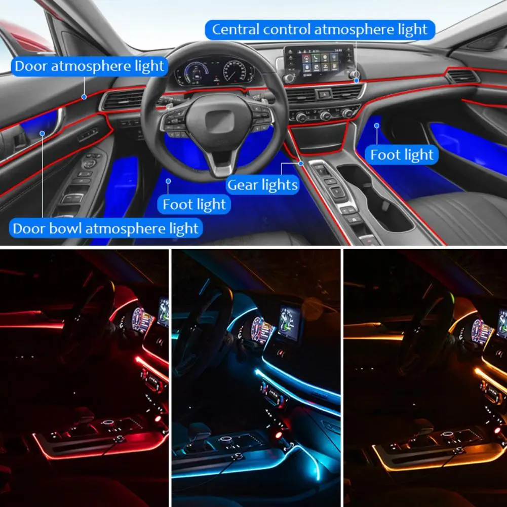 LED-Car-Interior-Ambient-Foot-Strip-Light-Kit-Accessories-Backlight ...