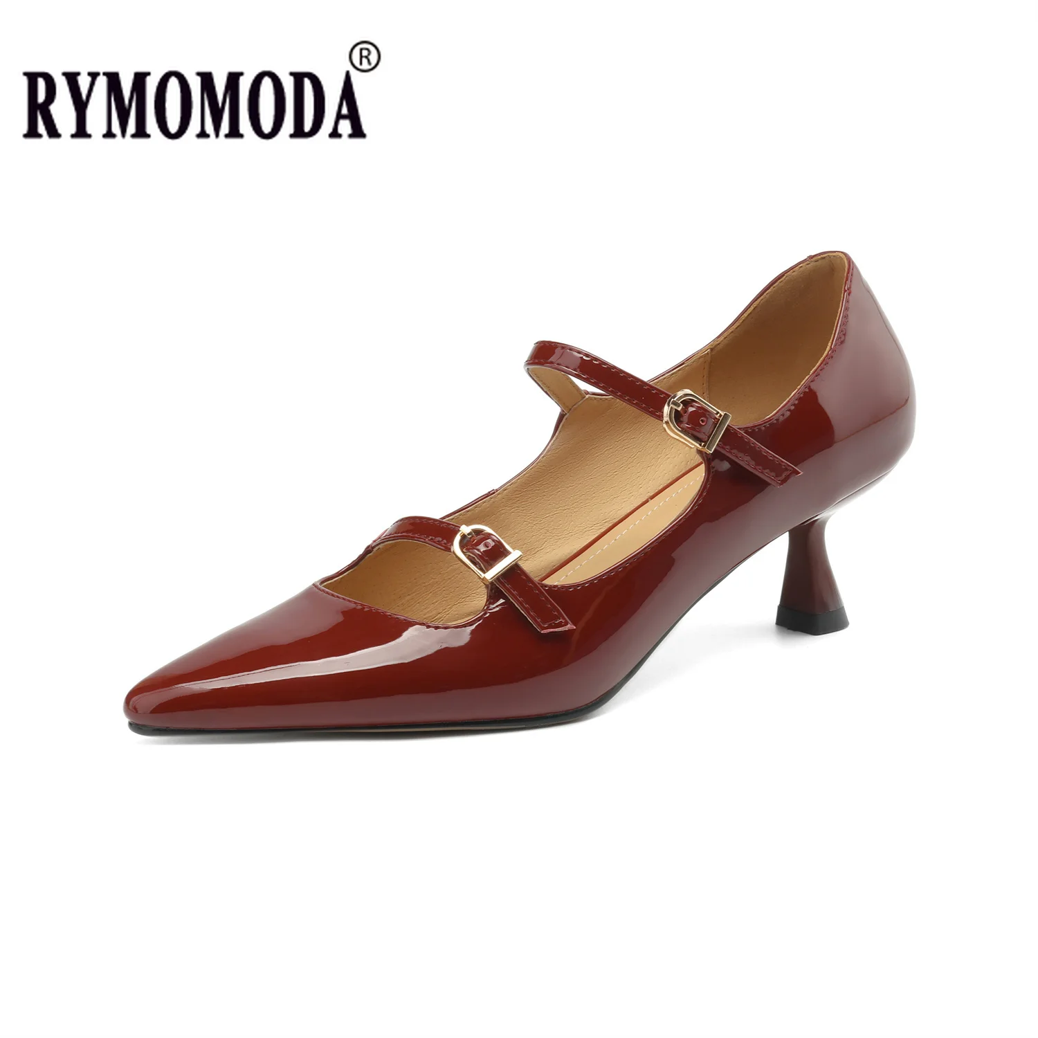Mid-Heel-High-Quality-Women-Shoes-2024-Patent-Leather-Upper-Pigskin ...