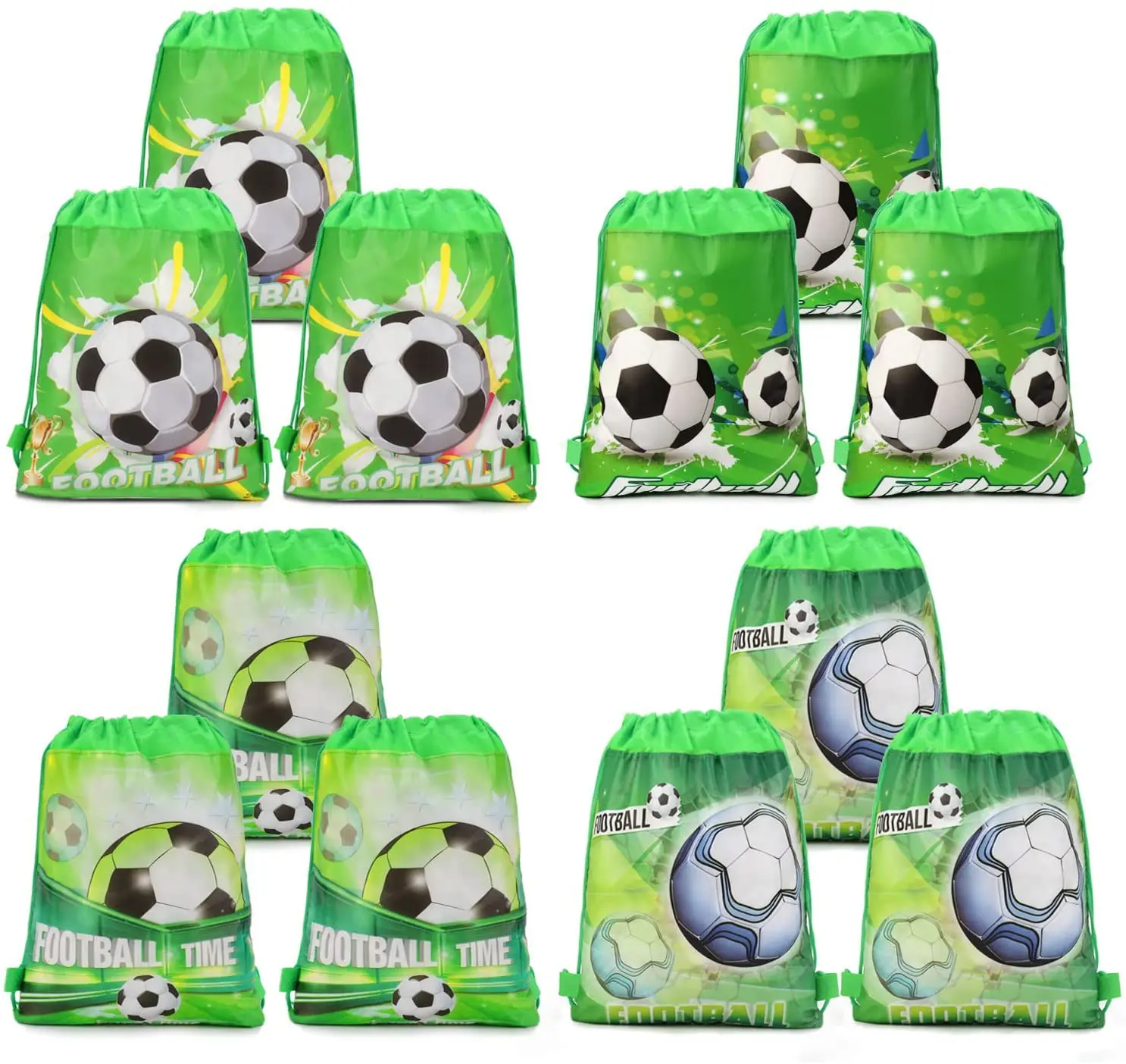 5-10-20-30PCS-Non-woven-Sports-Green-Football-Drawstring-Gift-Bags-Kids ...