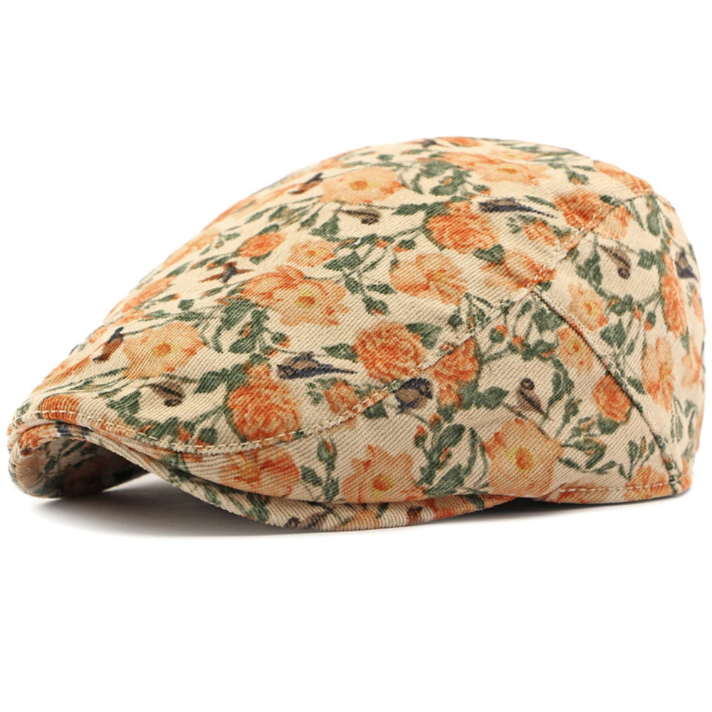 HT4405 Autumn Winter Hat Caps for Men Women Retro Floral Artist Painter ...