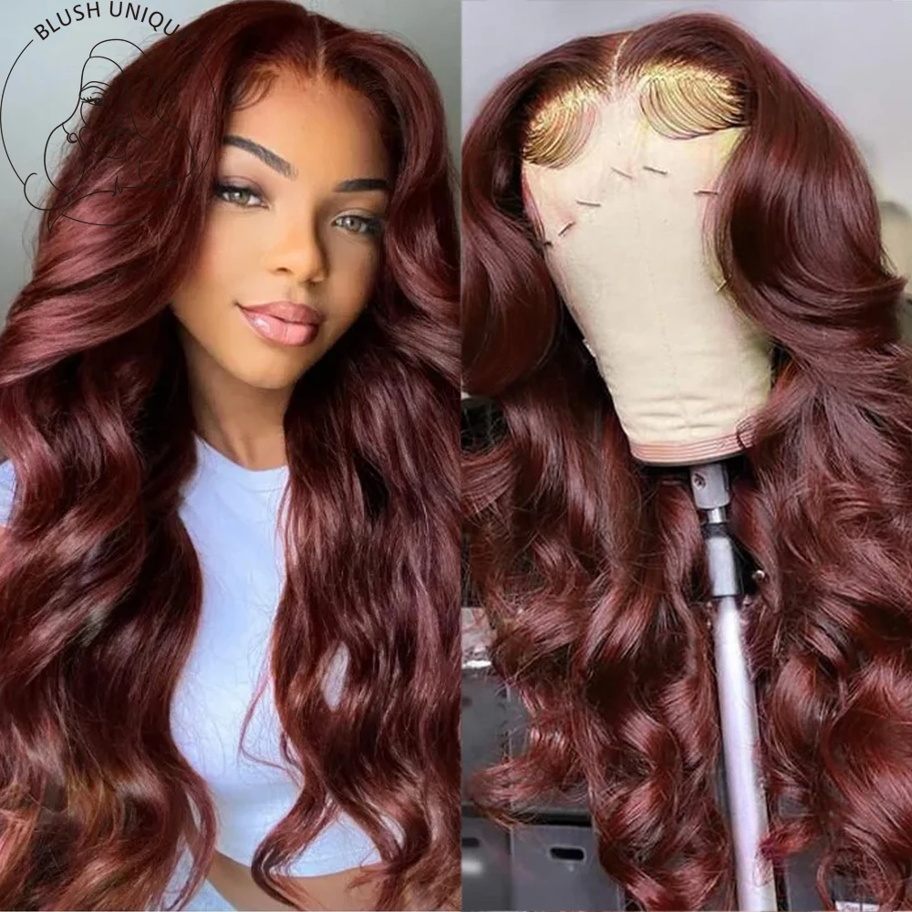 Reddish-Brown-Body-Wave-Lace-Front-Wig-Synthetic-13x4-Lace-Frontal-Wig ...