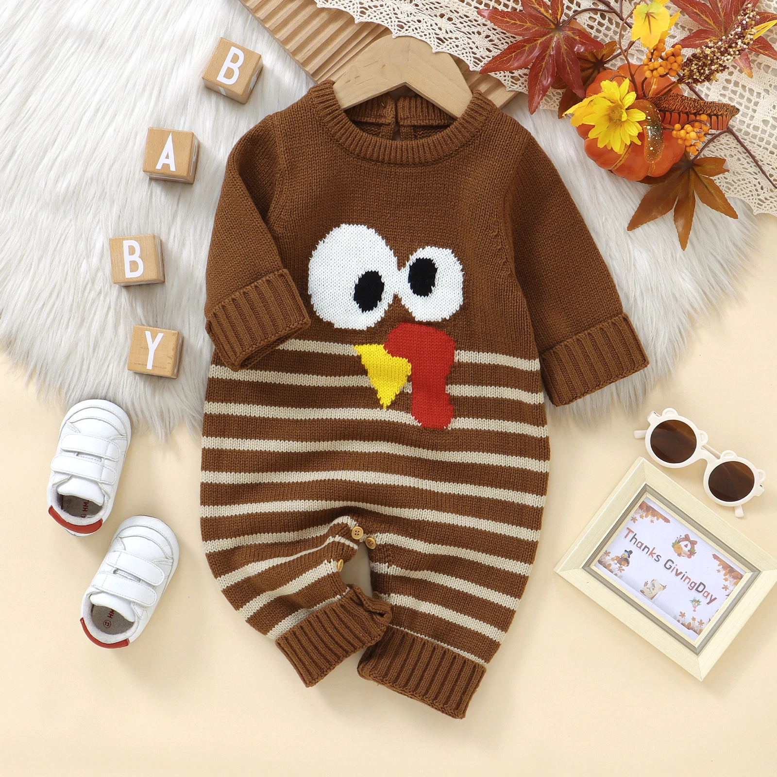 FOCUSNORM-0-18M-Baby-Boys-Girls-Thanksgiving-Sweater-Romper-Turkey ...