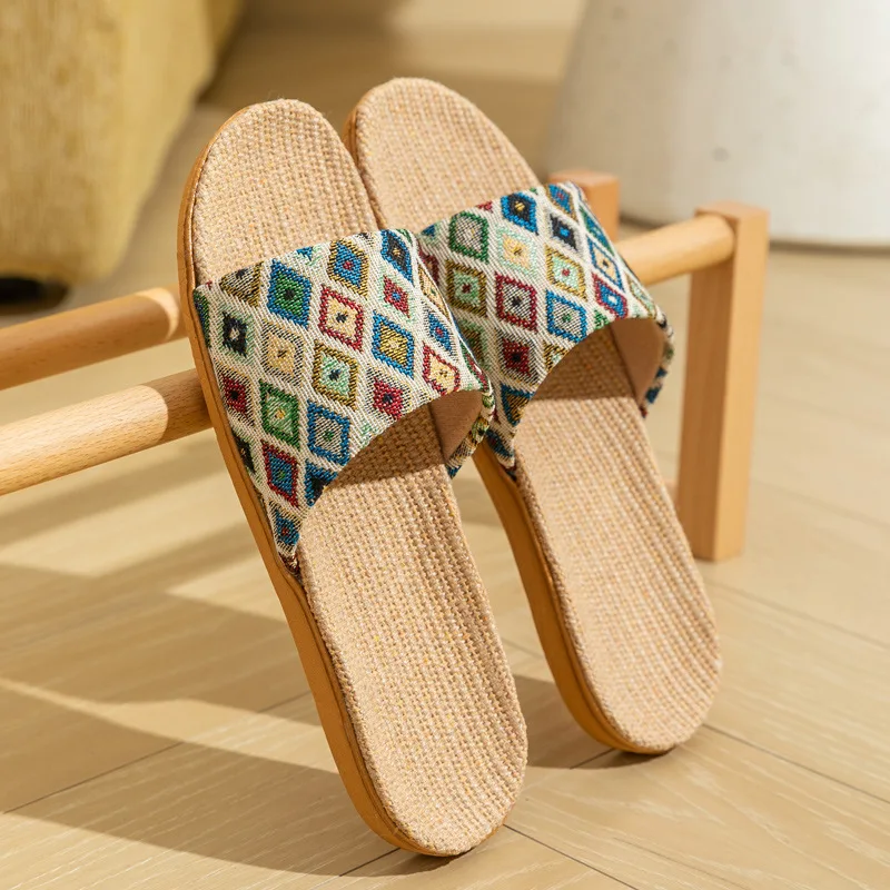 2024-New-Arrival-Linen-Slippers-for-Women-Summer-Home-Slides-Soft-Anti ...