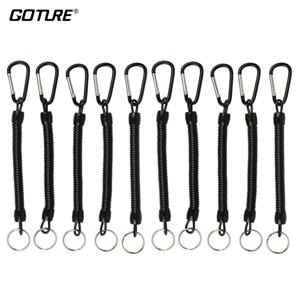Goture-10pc-lot-22-5cm-Black-Fishing-Lanyard-Ropes-Retractable-Plastic ...