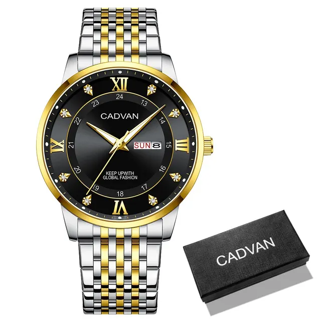 CADVAN Men Watch Stainless Steel Top Quailty Luxury Push Button Hidden ...