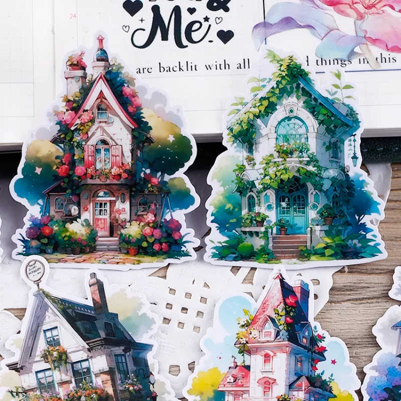 16pcs-Cute-Cartoon-Flower-House-Stickers-for-Journals-Notebooks-and ...