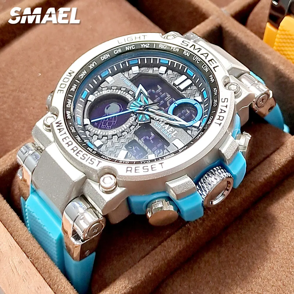 SMAEL-Light-Blue-Sport-Digital-Watch-for-Men-Waterproof-Dual-Time ...