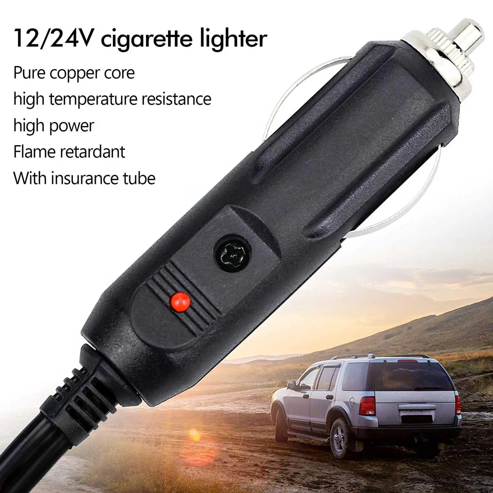 1PC-12V-24V-Auto-5A-Male-Car-Cigarette-Lighter-LED-Socket-Plug ...