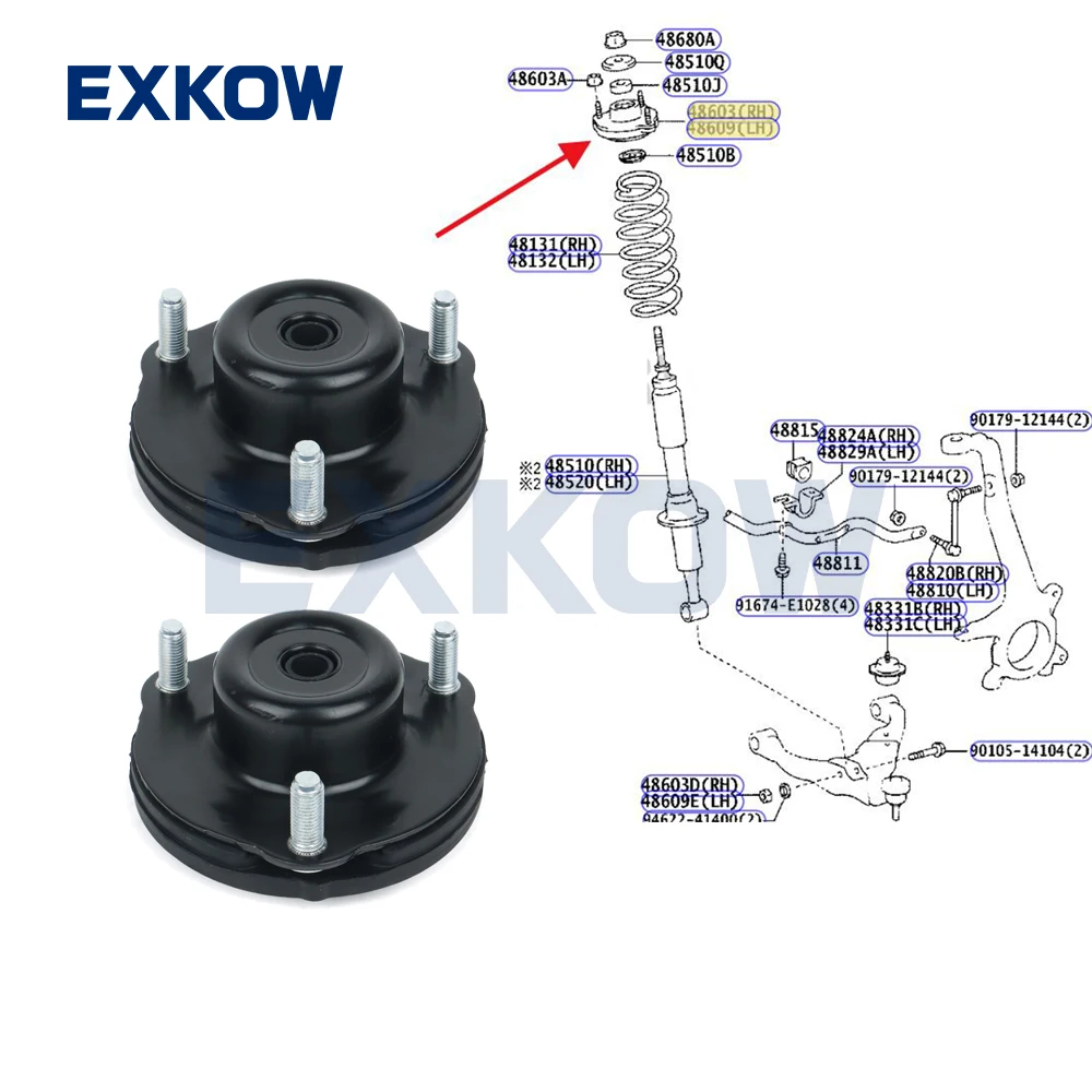 2PCS Front Left & Right Suspension Support Assy for Toyota Land Cruiser ...