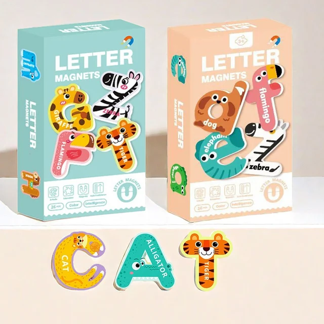 26 Piece Bilingual English Spanish Fridge Magnets 26PCS Cute Animal ...