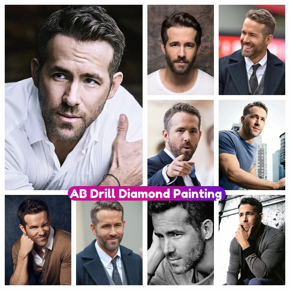 Ryan Reynolds 5D Full AB Diamond Painting Movie Star Canvas Art Cross ...