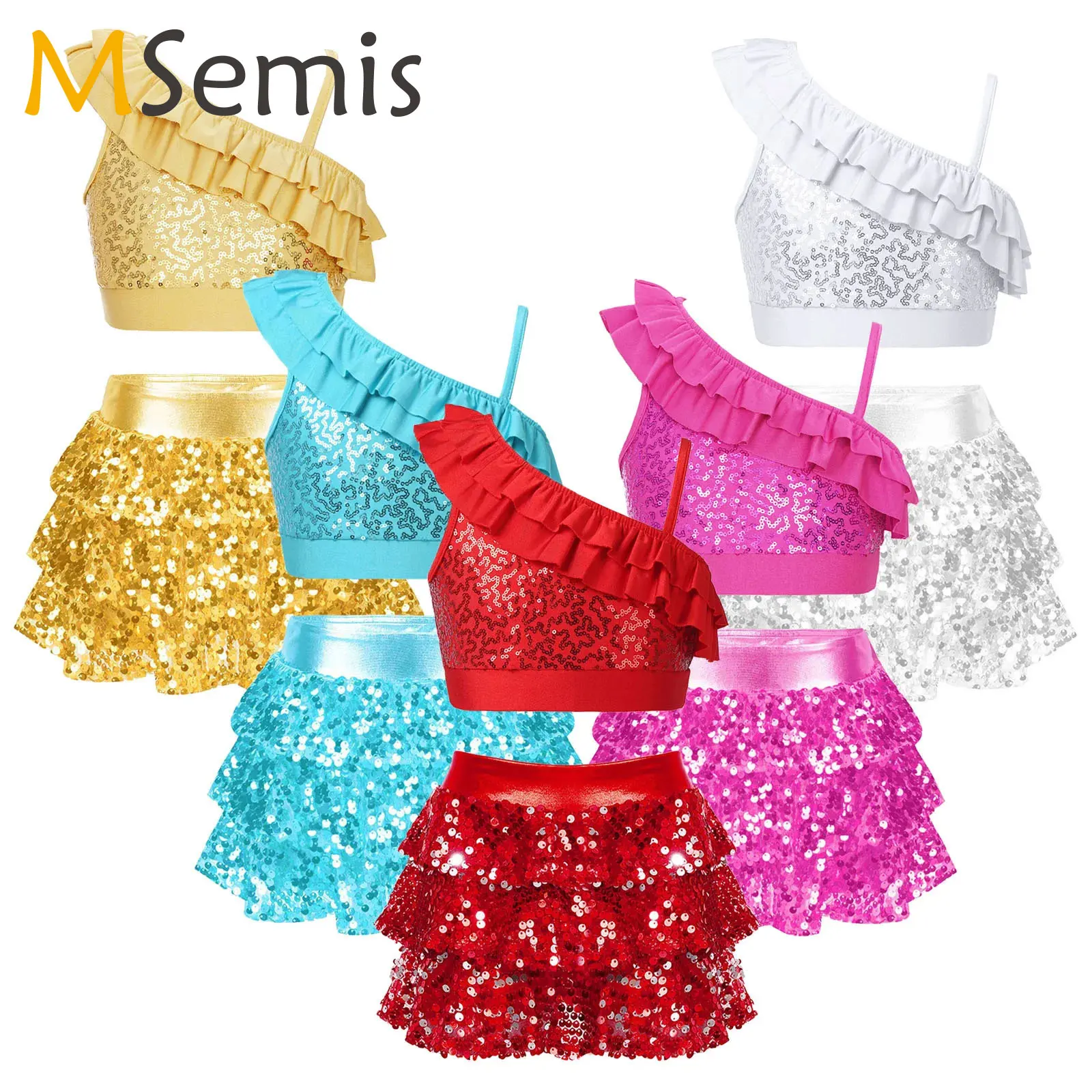 Kids-Girls-Sequins-Hip-Hop-Dance-Sets-Ballarina-Gymnastics-Crop-Top ...
