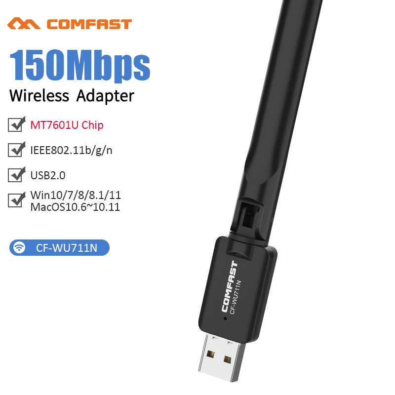 MT7601/MT7603 Mini USB WiFi Adapter 150Mbps Wi-Fi Emitter For PC USB ...