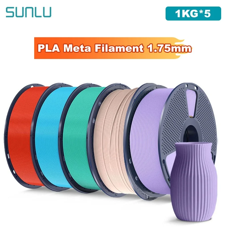 SUNLU 5KG PLA Meta 3D Printer Filament 1.75mm 1000g Spool (2.2lbs ...