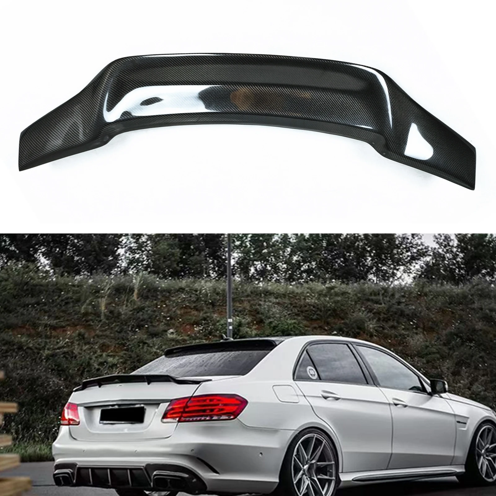 R-Style-Carbon-Fiber-Trunk-Rear-Spoiler-Wing-Lip-For-Mercedes-Benz-W212 ...