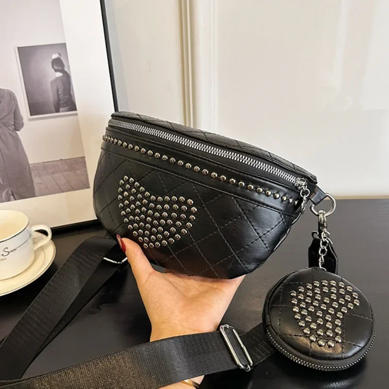 Luxury-Heart-Shape-Rivet-Fanny-Packs-For-Women-Diamond-Lattice-Waist ...