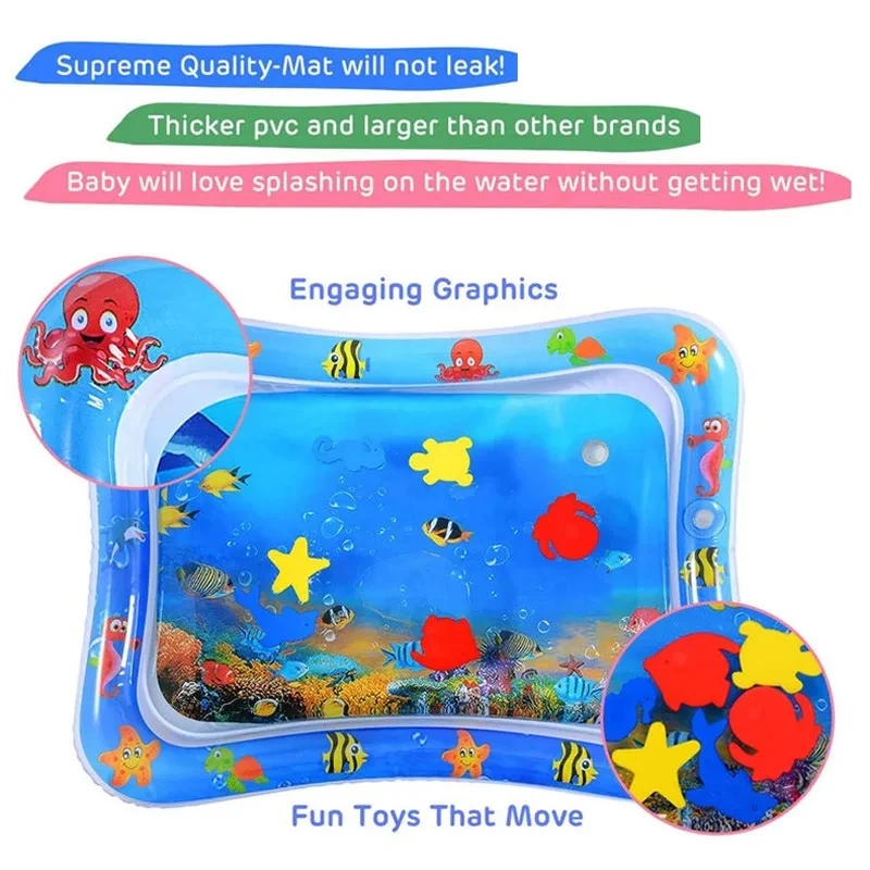 Baby-Water-Play-Mat-Inflatable-Cushion-PVC-Infant-Tummy-Time-Toddler ...