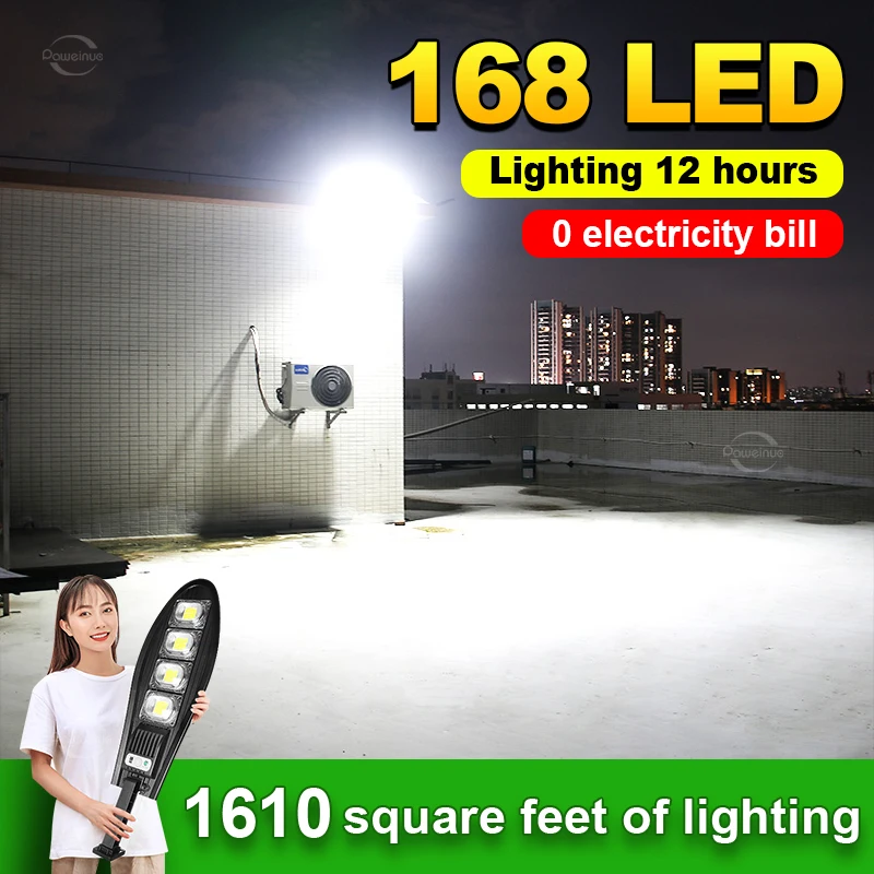 Outdoor-Solar-Lights-168LED-Rechargeable-Lamp-Remote-Control-Motion ...