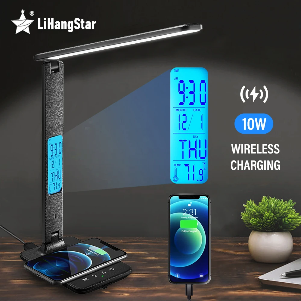 LED-Table-Lamp-10W-QI-Wireless-Charging-with-Clock-Date-Alarm-Clock ...