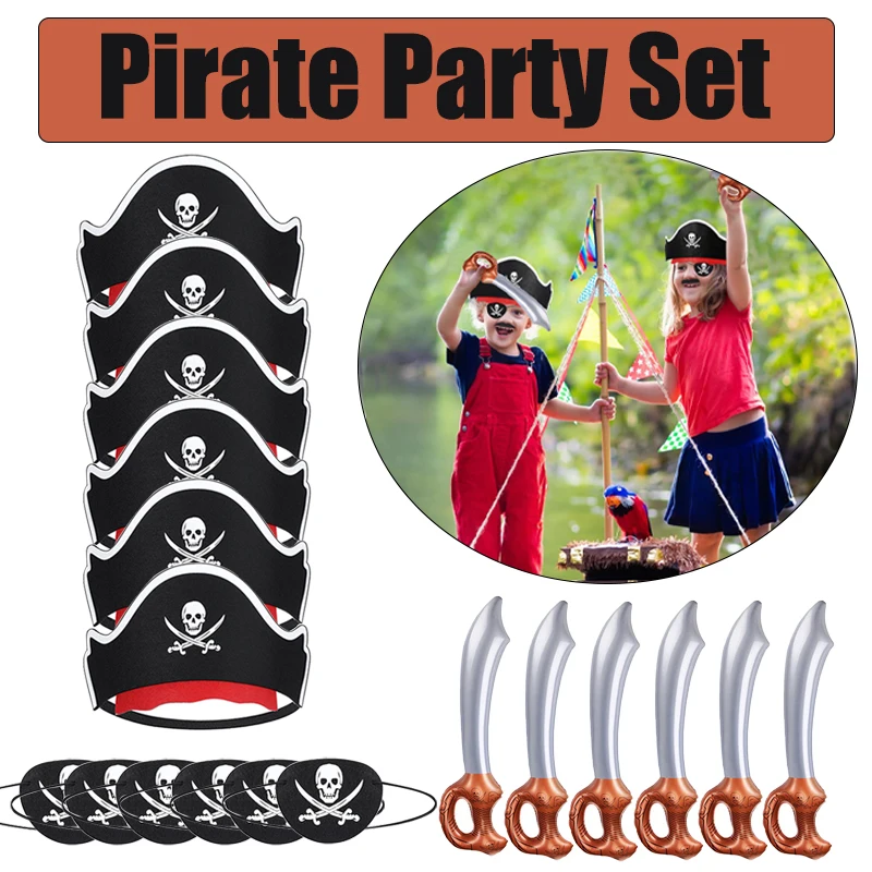 6-24Set Pirate Birthday Party Kids Favors Gift Toy Pirate Hat ...