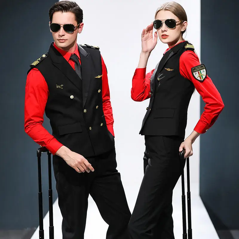 Custom Fashion Design Air Pilot Stewardess Hostess Cabin Crew Flight ...