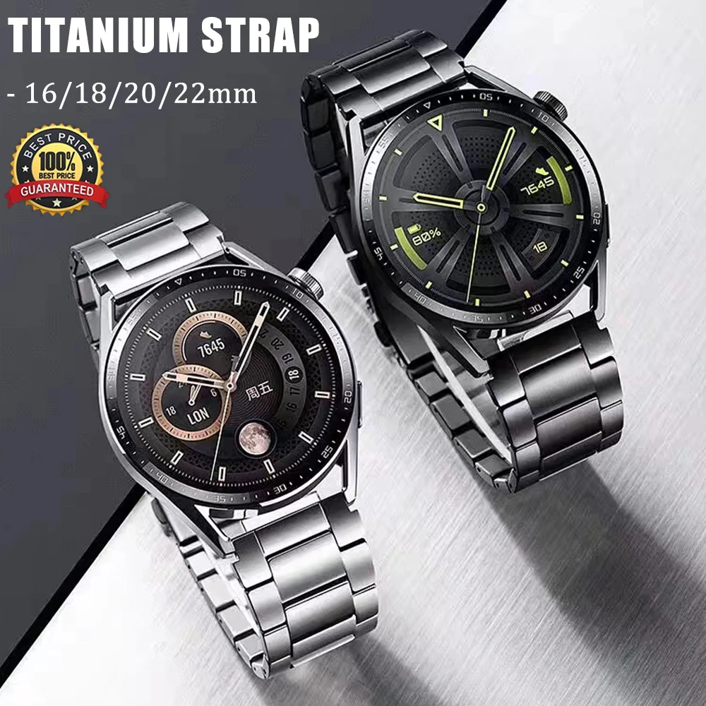 16 18 20 22mm Titanium Strap For Huawei Watch GT3 Pro 2e 46 Metal Band ...