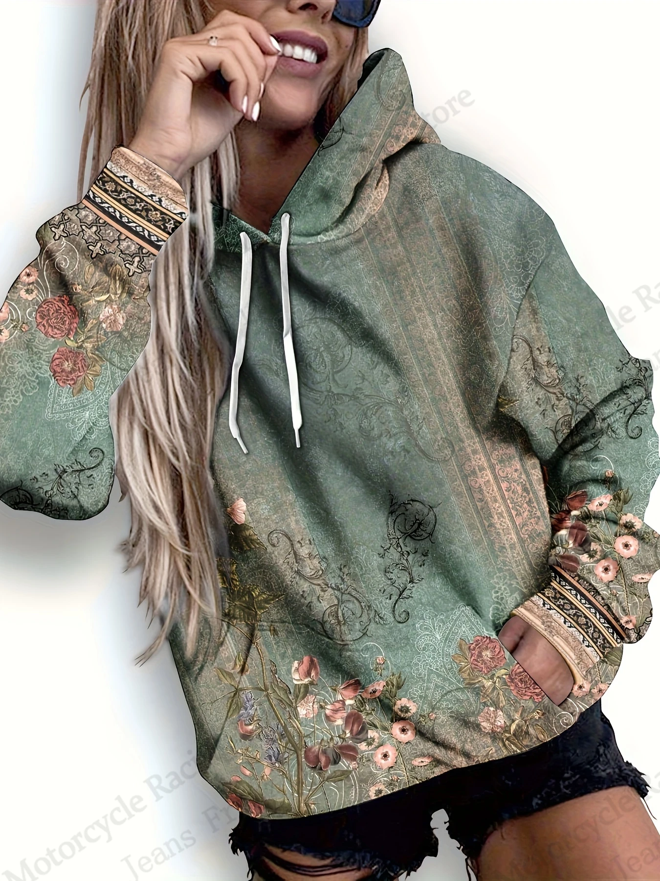 Sudadera con capucha con estampado 3d de pintura Floral Vintage para ...