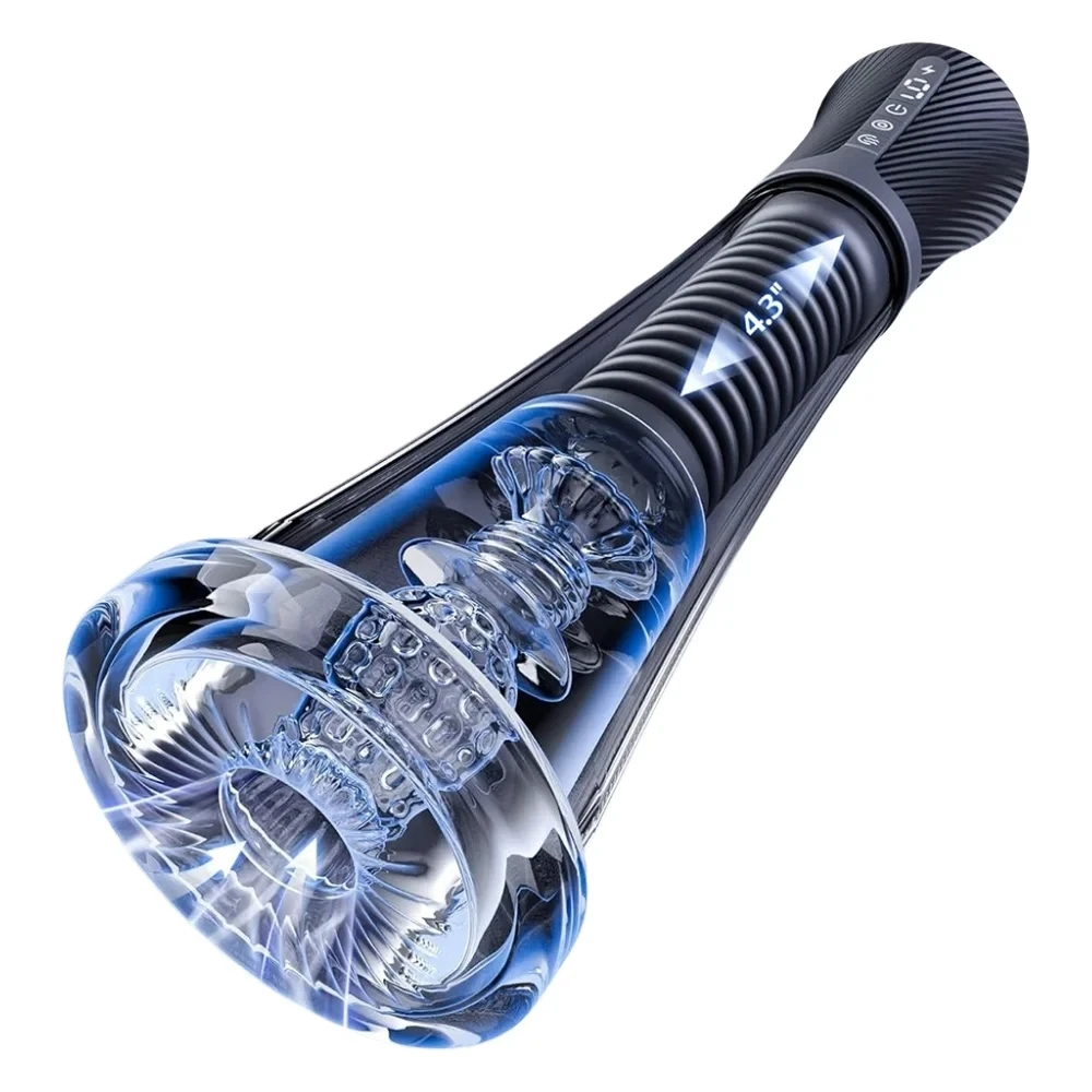 Vibrating Male Masturbator with Spring Vacuum Suction Enlarger Penis ...