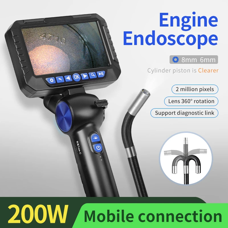 360-Steering-Industrial-Endoscope-Camera-Single-200W-6mm-8mm-Lens ...