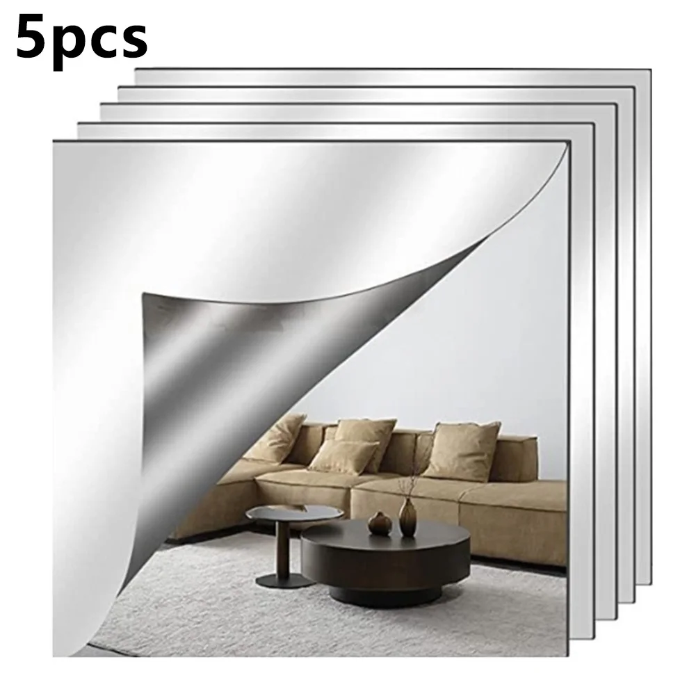 5-PCS-Mirror-Flexible-Sheets-Adhesive-Self-Decorative-Plastic-Decor ...