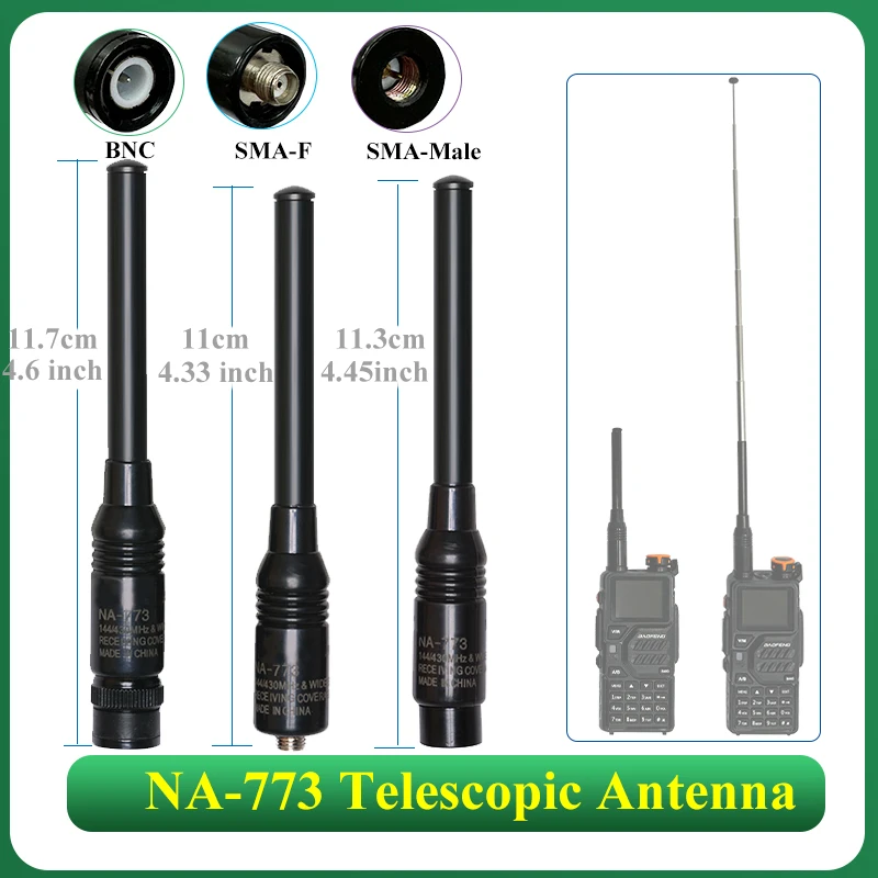NA-773 Telescopic Antenna SMA-F SMA-Male BNC Lengthening Aerial UHF/VHF ...