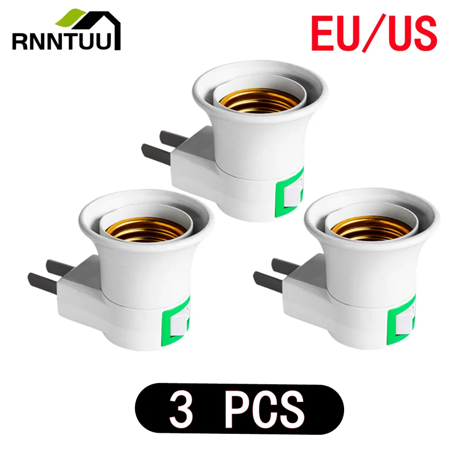 3pc venda quente prático branco e27 led tomada de luz para plugue da ue ...